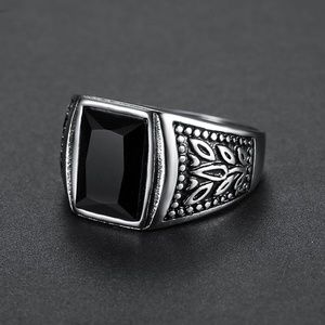 Mens Fashion Jewelry | Accessories | Blackgreenred Stone Gothic Signet ...